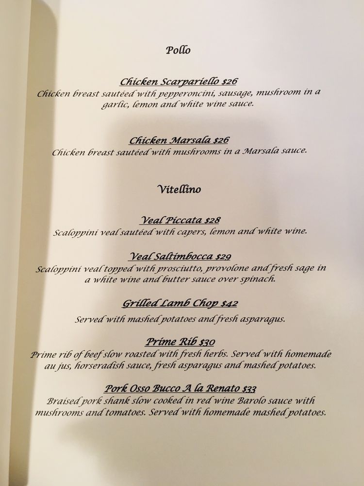 Renatos And Josephines Restaurant Menu: Delicious Italian Cuisine Awaits